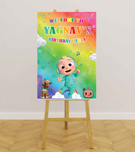 Cocomelon Theme Birthday party Welcome Board | Chalk Board Poster