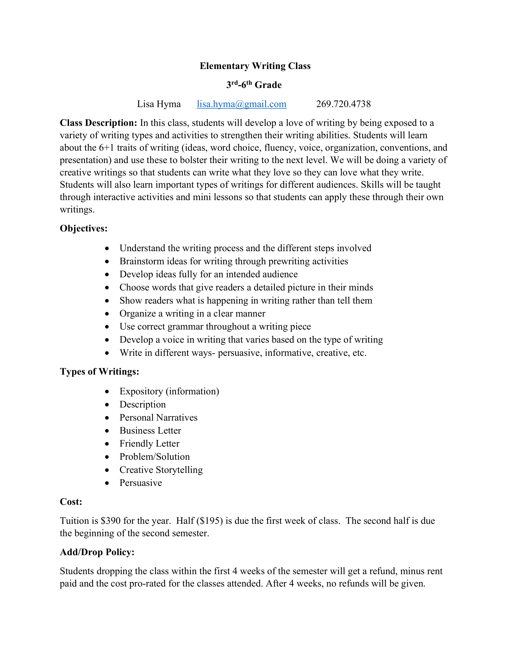 Elementary Writing