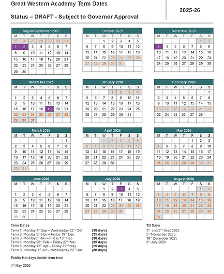 Term Dates | Great Western Academy
