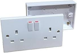 13A 2 Gang SP Switched Socket 230V With Surface PVC Box 6x3 for Switch ...