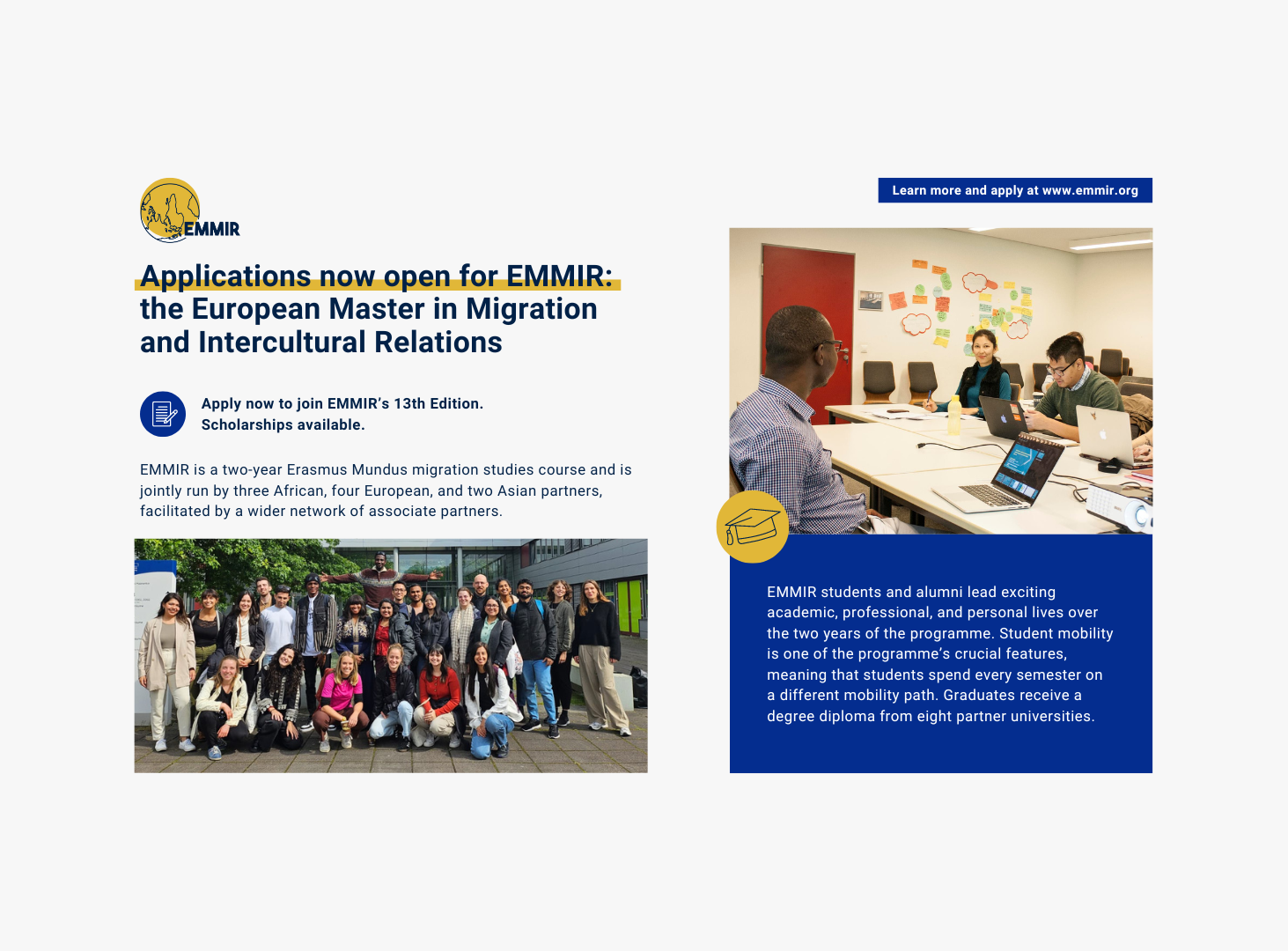 Apply now for the Erasmus Mundus programme EMMIR's 13th Edition, and study migration studies ...