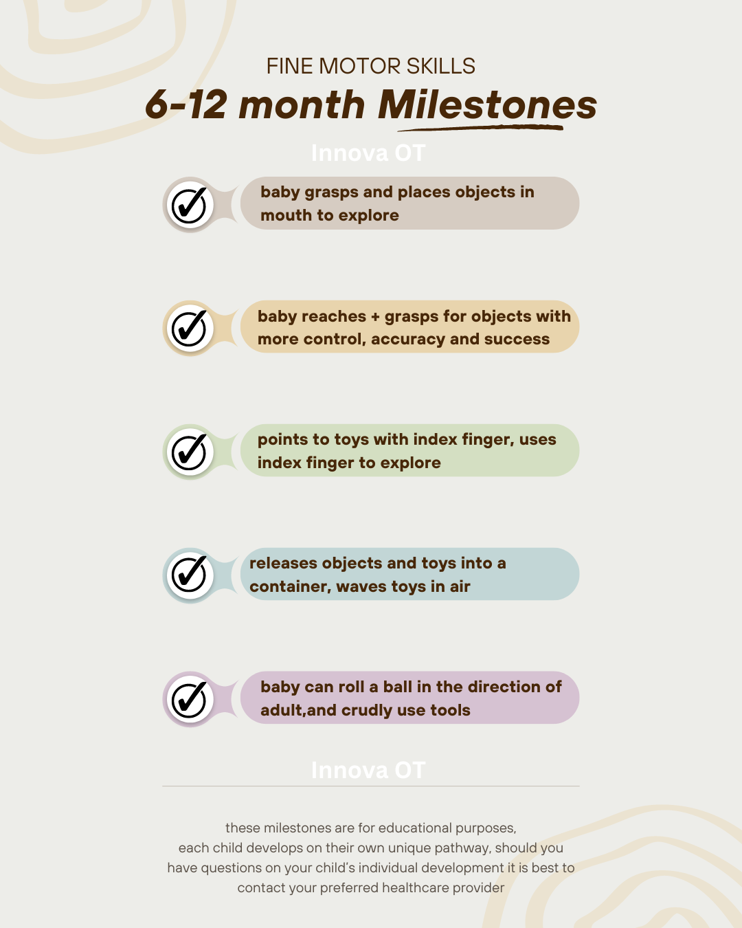 Fine Motor Milestones Checklist 0 - 24 months