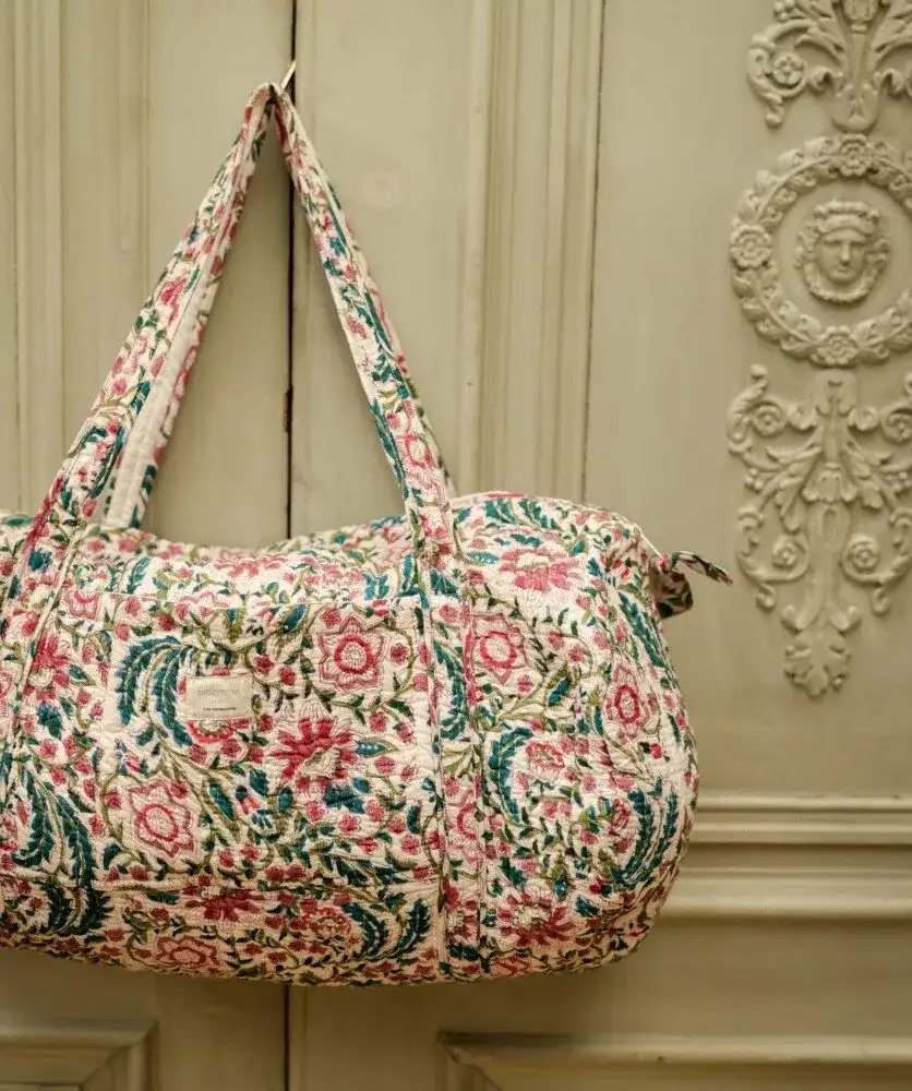 Sac week-end en tissu matelassé - Block print