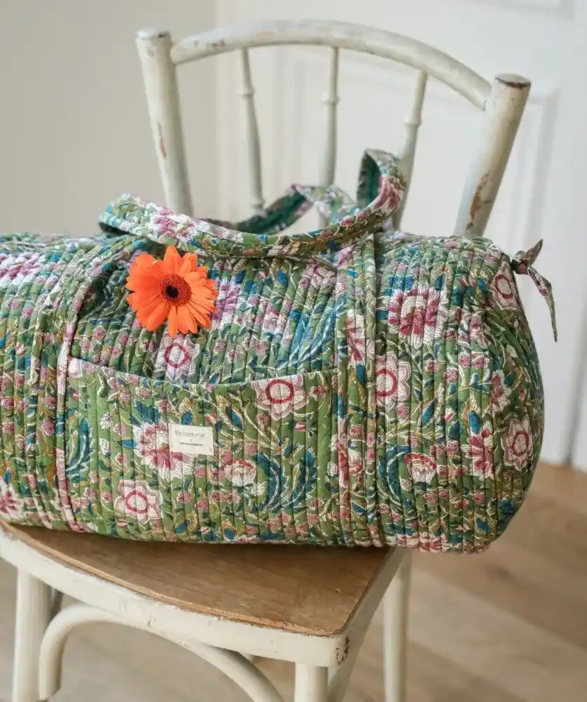 Sac week end femme imprimé Alvaro Olive - Blockprint indien