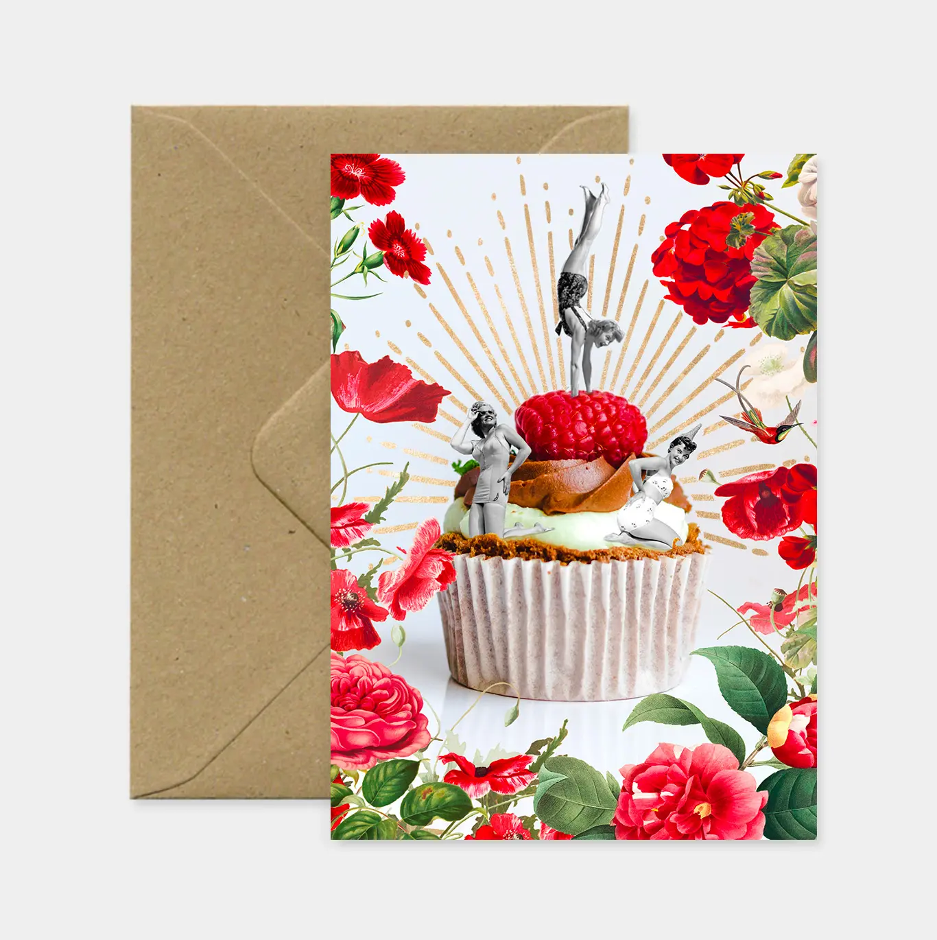 Carte d'anniversaire Cupcake Party - Carte de voeux vintage Flora Florae