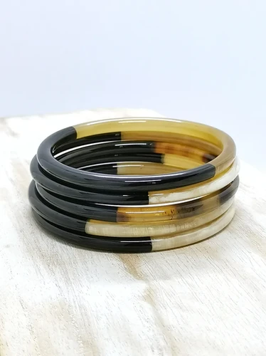 Jonc en corne Noir Duo - Bracelet corne duo Noir