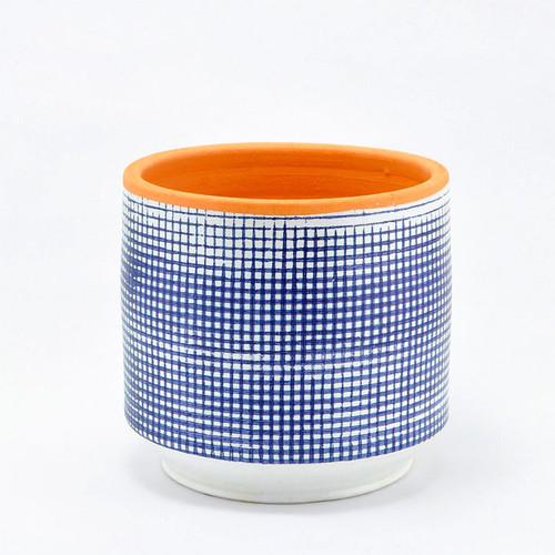 Pot rayures bleues de fabrication artisanale