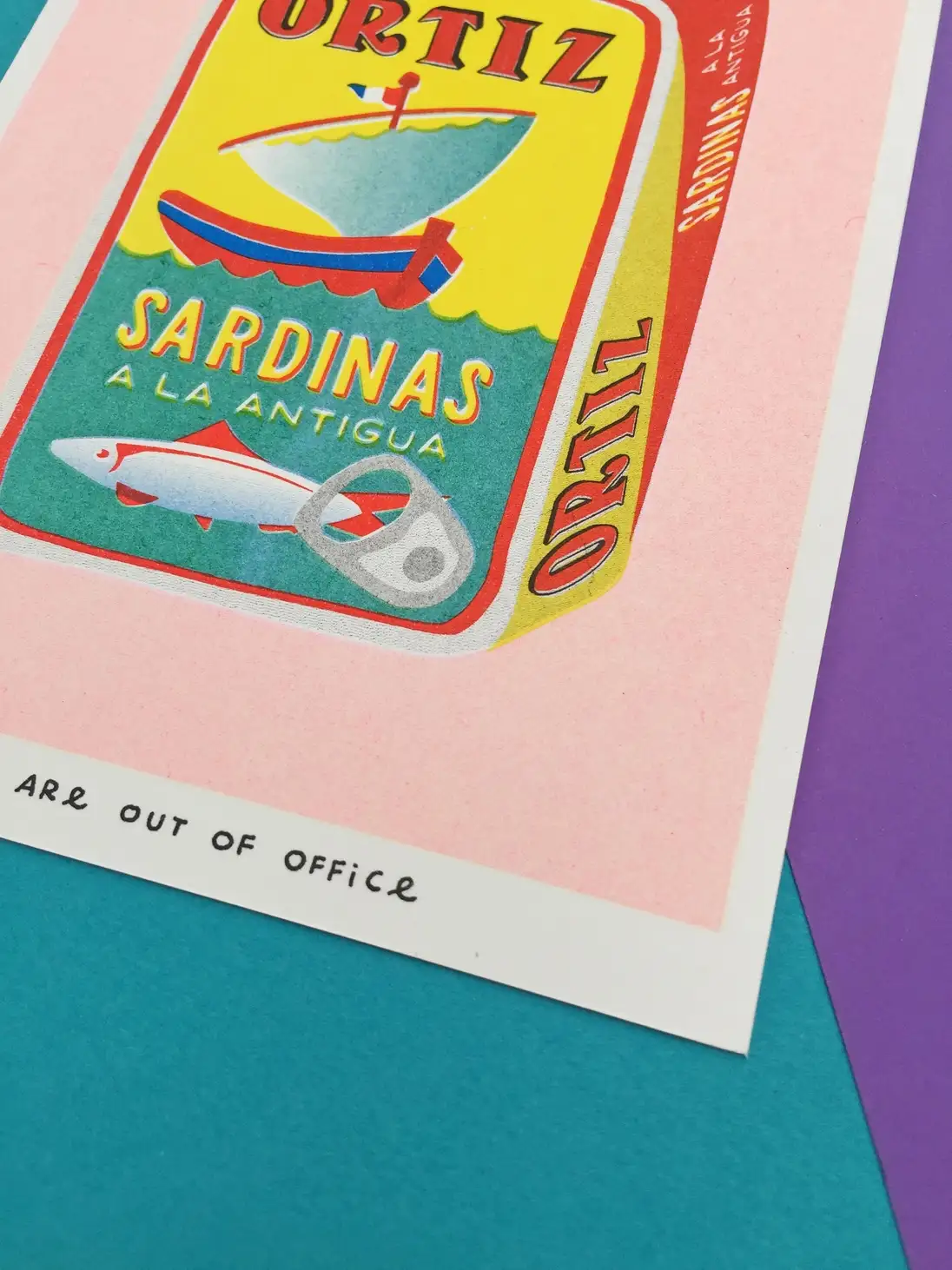 Risographie - Affiche Sardines Ortiz - We Are Out Of Office