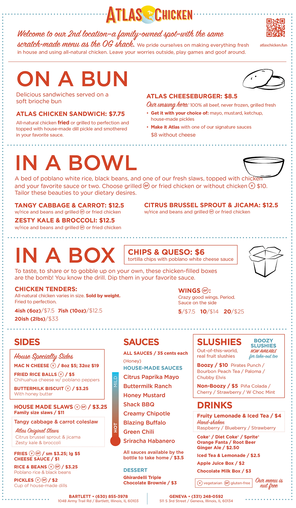 Bartlett Food Menu | Atlas Chicken