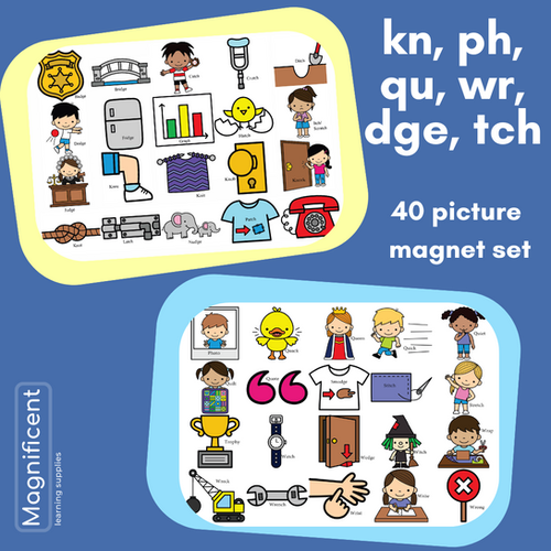 kn, ph, qu, wr, dge and tch picture magnets | Magnificent Learning