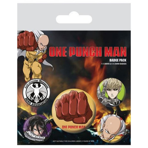 One Punch Man Pin Badges - 5 Pack | Playstyle