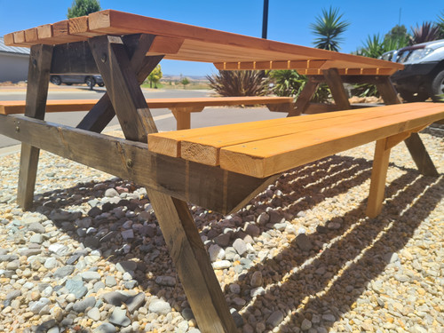 2.4m Stained Pine Picnic Table | Eds Wood Worx