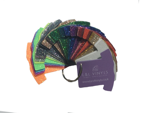 Siser glitter Heat Transfer Vinyl Fan swatch | Landlvinyls