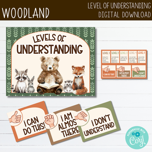 Woodland Levels of Understanding Cards | Editable Classroom Decor ...