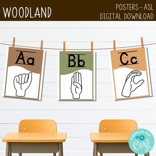 Woodland ASL Alphabet Posters | Sign Language Classroom Decor | My Site