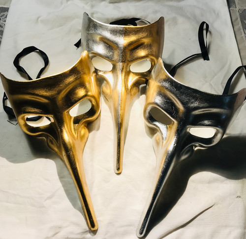 Straight Cut Edges Roman Zanni Silver & Gold Masquerade Mask in Three ...