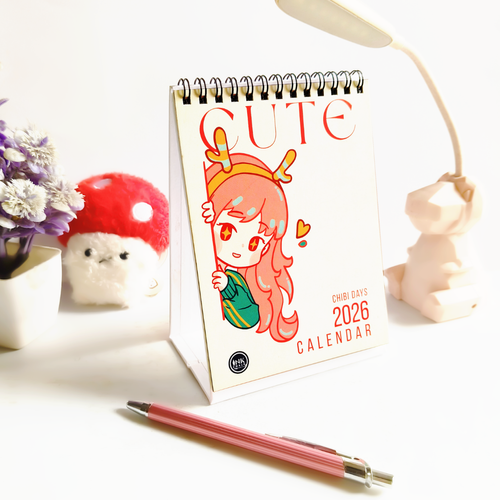 Chibi Days | 2026 Mini Desk Calendar | Portrait | InkChalk