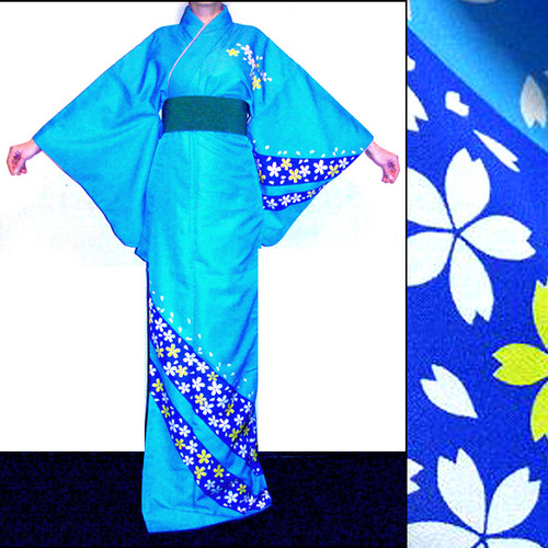 Blossom on Blue Kimono | Wafuku