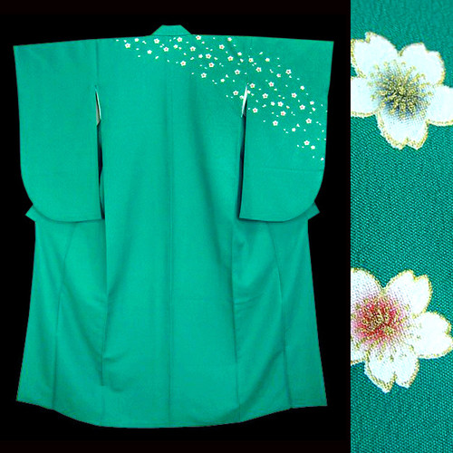 Green & Sakura Ko Furisode | Wafuku