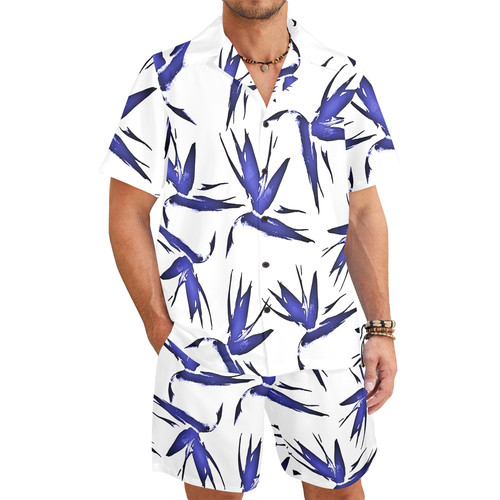 Birds of Paradise Print Men's Shirt and Shorts Outfit (Set26) | Urban ...