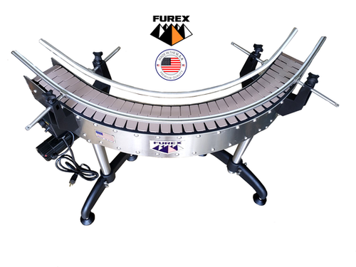 Stainless Steel Degree L-Shape Curved Conveyor with Plastic Belt | Furex