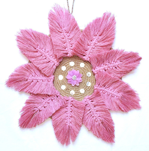 DECORATION MURALE MACRAME ROSE | kalina couture