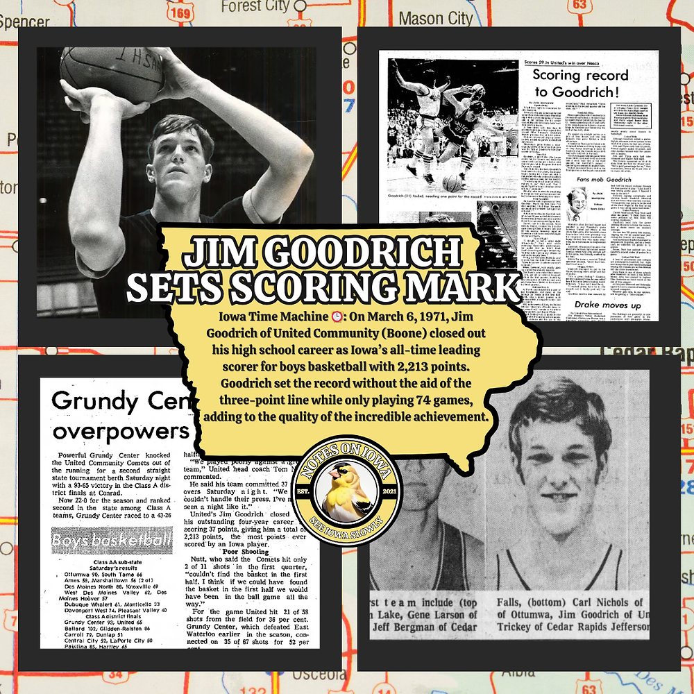 Goodrich Sets State Scoring Record: Iowa Time Machine March 6, 1971