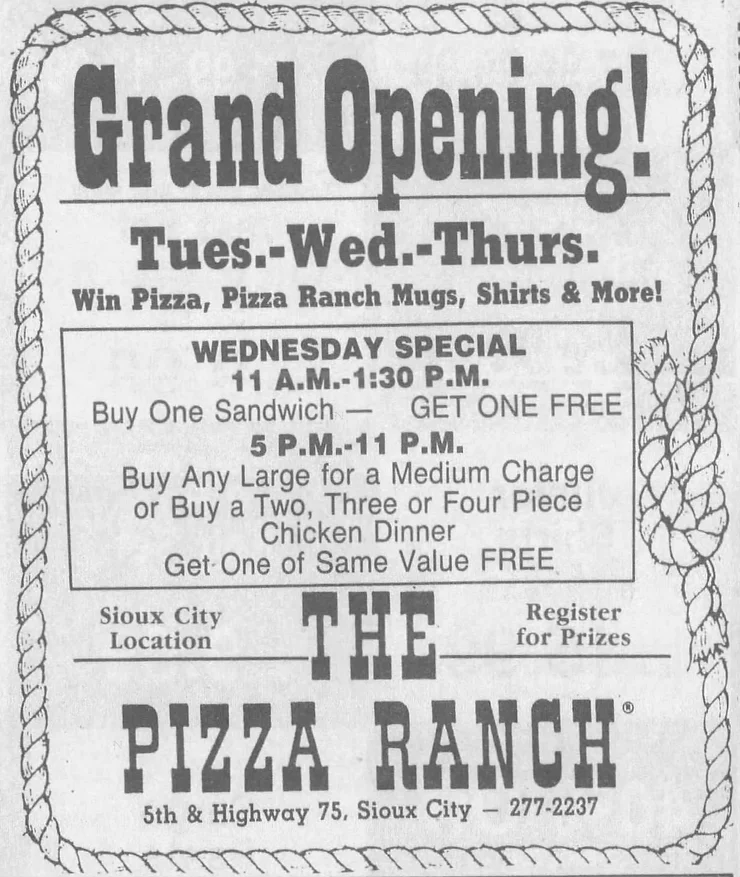 Pizza Ranch Debuts: Iowa Time Machine