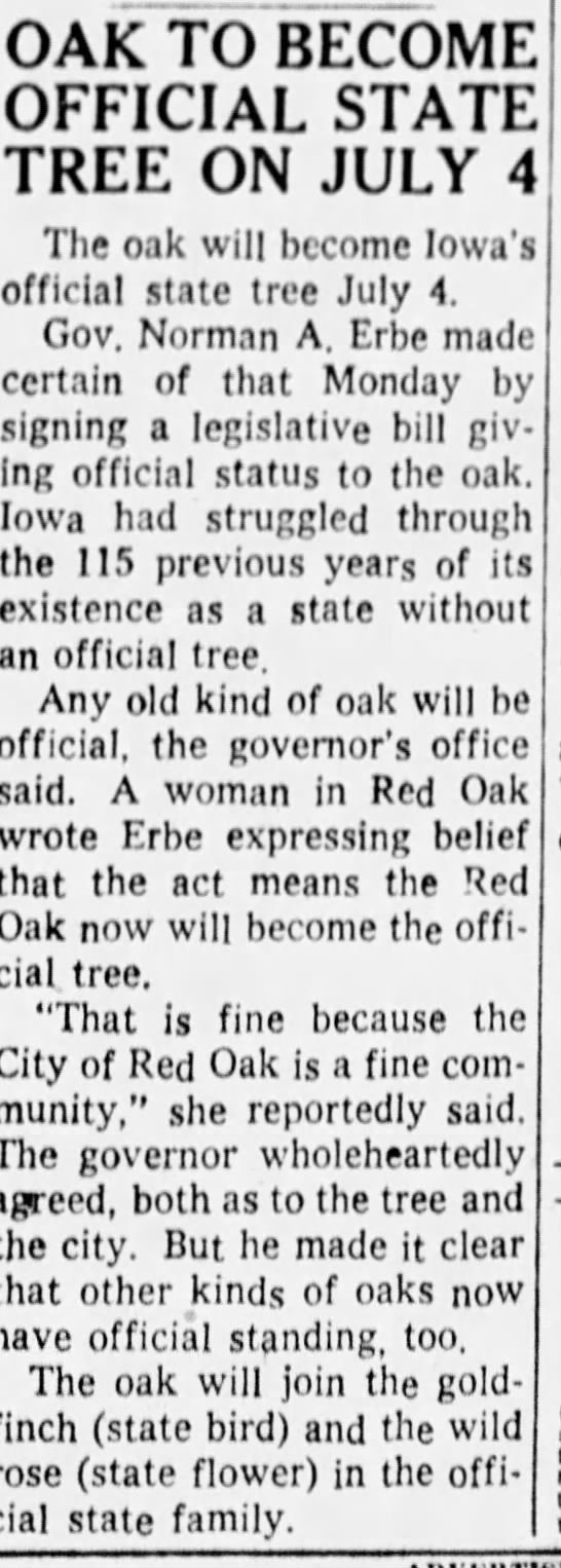 Iowa History Daily: March 13 - An Official Tree for Iowa