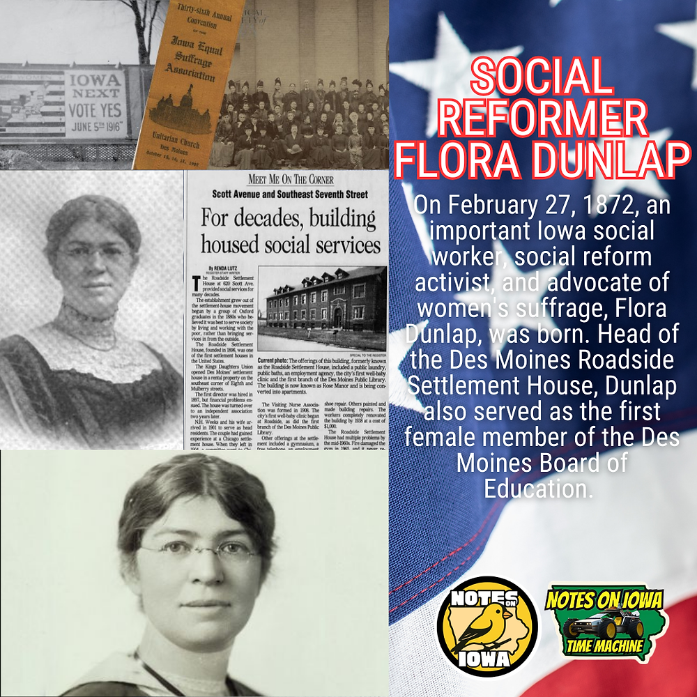 Reformer Flora Dunlap: Iowa Time Machine February 27, 1872