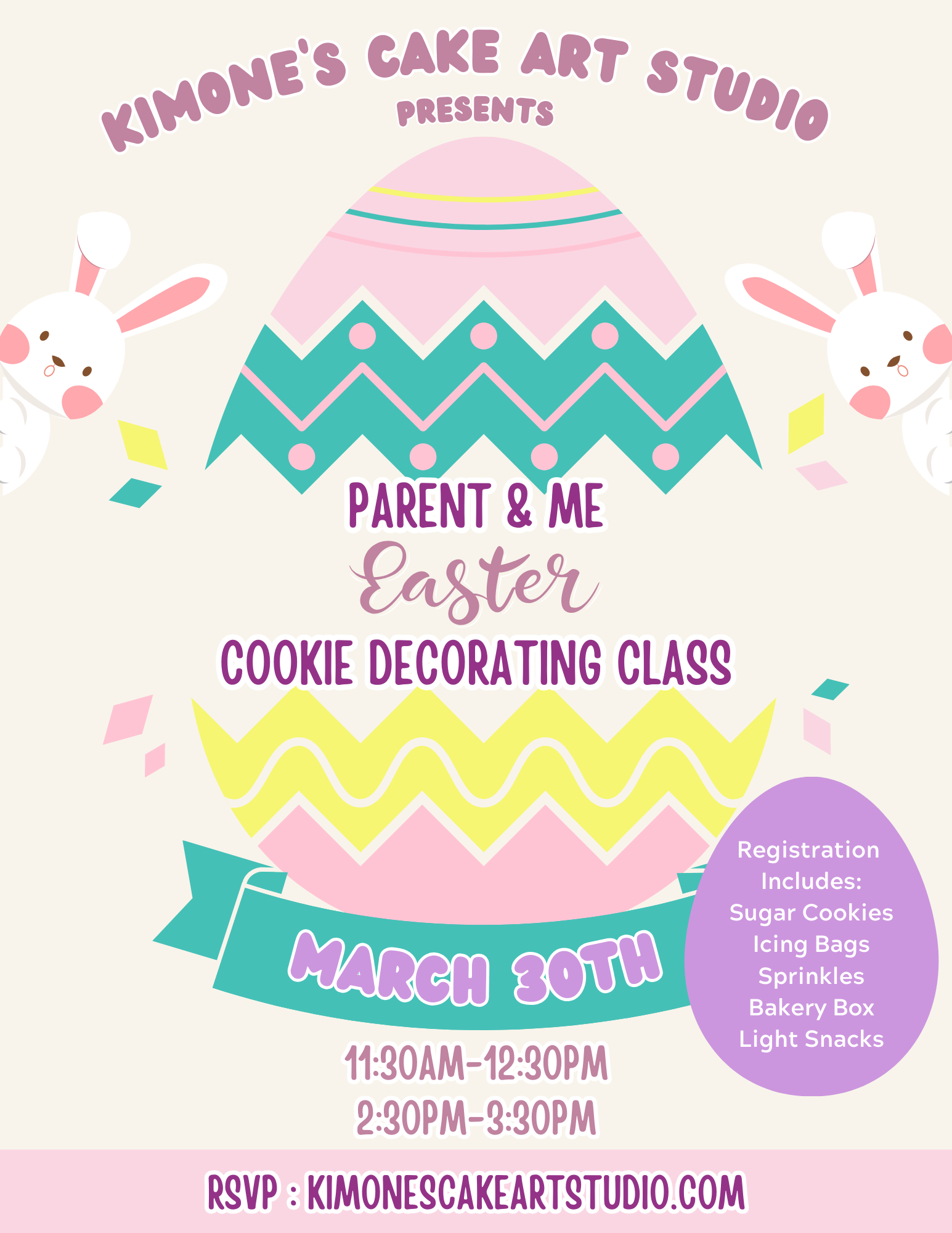 Parent & Me - Easter Cookie Decorating Class | KimonesCakeArtStudio