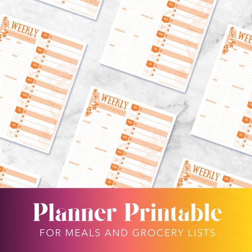 Tangerine Seahorse Weekly Meal Planner Printable | Laura Mauger