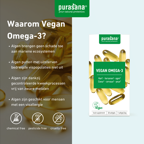 Vegan omega-3 softgels Purasana (30 st) | Pure Generaties