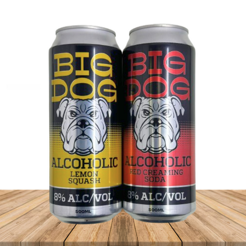 BIG DOG ALCOHOLIC LEMON SQUASH & RED CREAMING SODA MIXED PACK | Bottle ...
