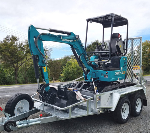 digger trailer 2 ton capacity with brake and ramp | M J Trailers