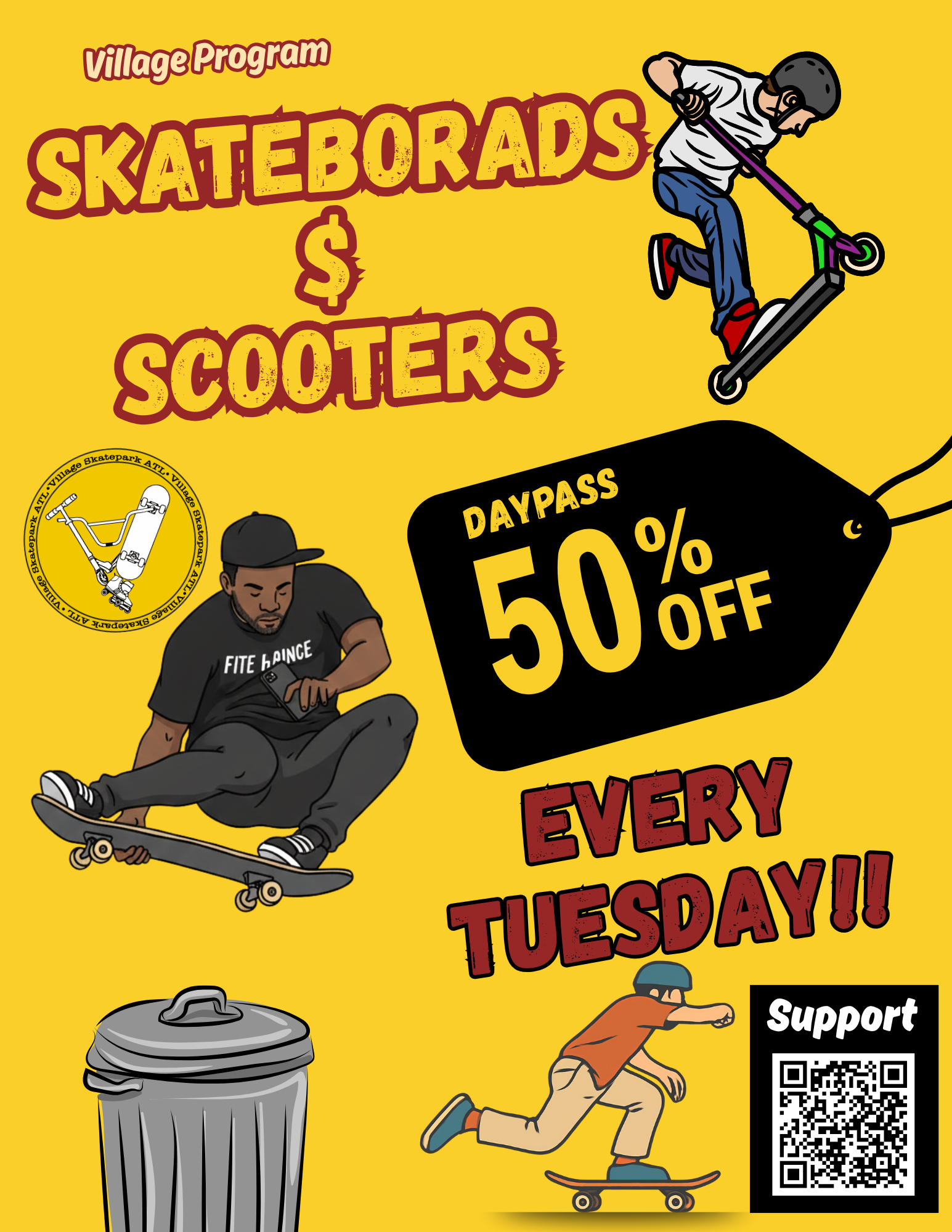 HALF OFF TUESDAY (SKATEBOARDS & SCOOTERS) | Village Skatepark ATL