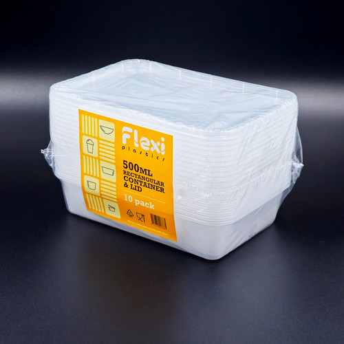 500ml Rectangular Container + Lid Set - (8 x 10 Pack) | Equosafe