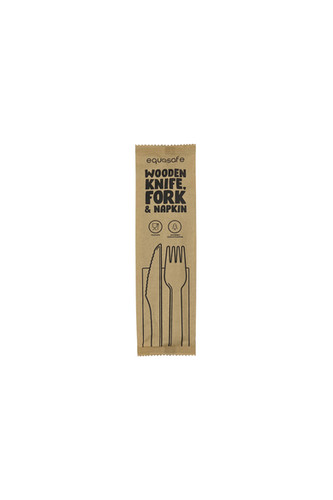 Wooden Cutlery Set (Knife, Fork, Napkin) | Equosafe