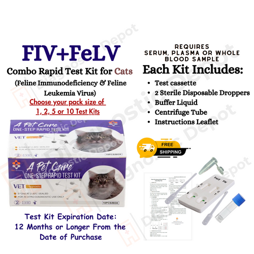 FIV & FeLV Combo Test for Cats (Feline Immunodeficiency & Leukemia Test ...