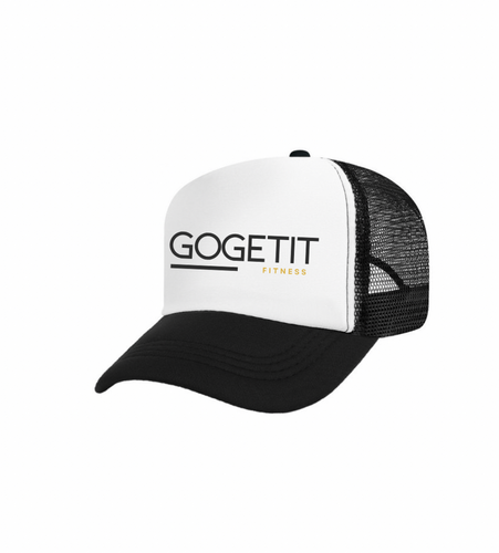 GOGETIT Black & White Trucker Hat | Go Get It Fitness