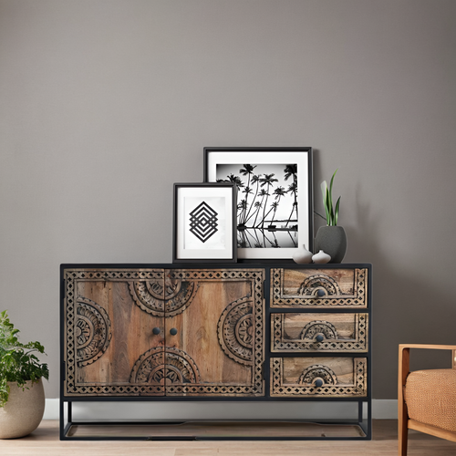 The Nasatya Rustic Industrial Sideboard | Jodhpore Home