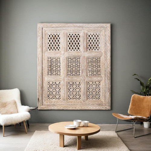 The Raas Mahal Rustic Wood Jaali Wall Panel | Thejodhpore