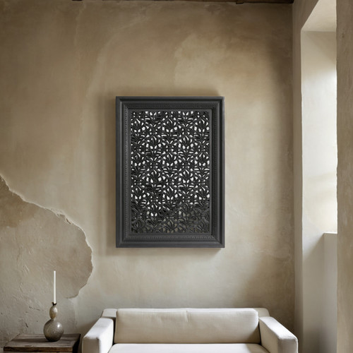 The Ruma Black Wooden Jaali Wall Panel | The Jodhpore