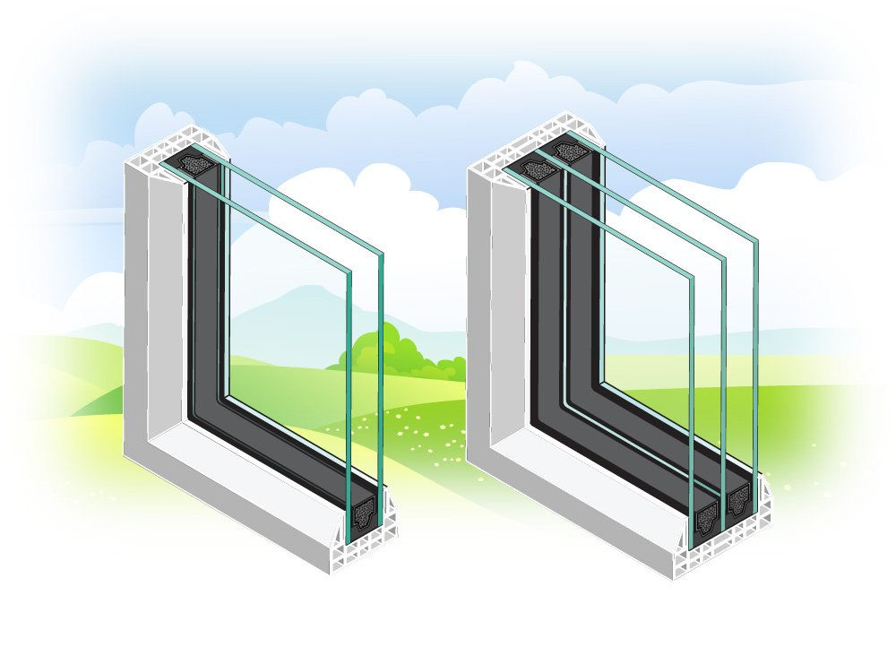 Double glazed Window Section (Low E coating + Gas filled)