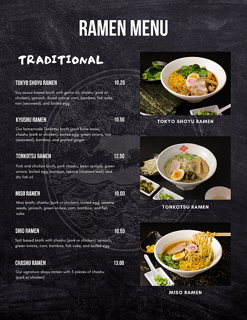 MENU | Kyushu Ramen