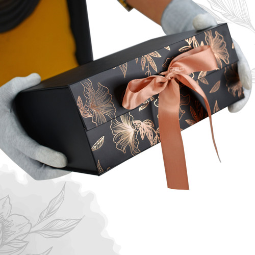 Rose Gold Front Floral Foldable Gift Box | Buy Rigid Boxes