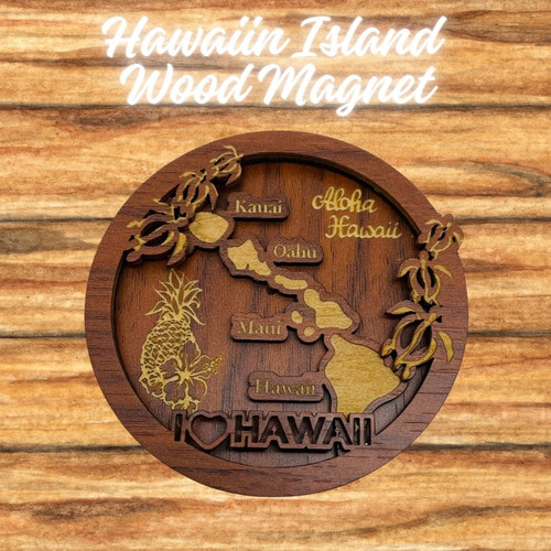 HAWAIIAN ISLAND WOOD MAGNET | ALOHA CREATION CLUB