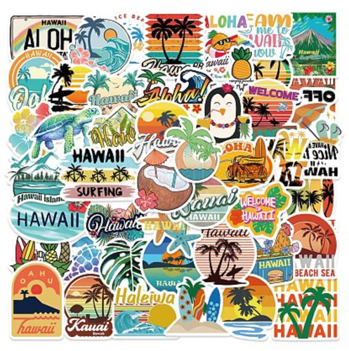 50 pcs. Water proof stickers for bulk souvenirs | ALOHA CREATION CLUB