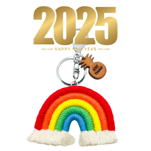 Rainbow keychain with 2025 KOA wood charm | ALOHA CREATION CLUB
