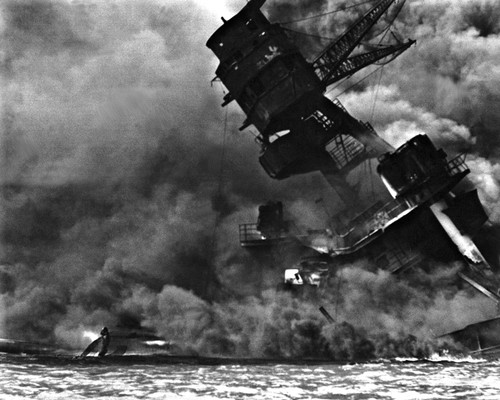 USS ARIZONA Battleship Burning at Pearl Harbor | historyshoppe